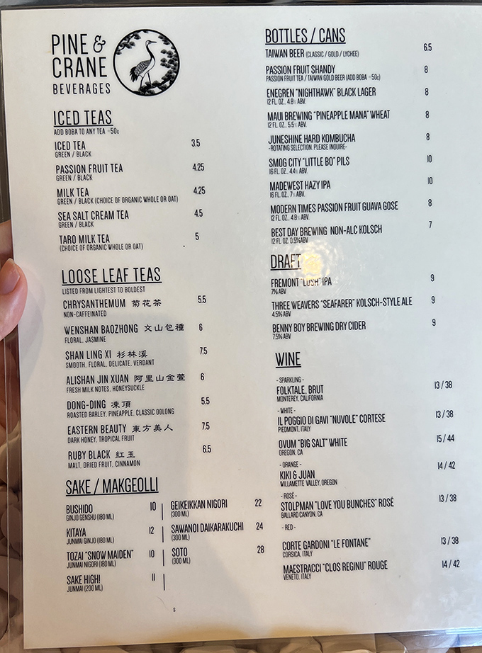 Their beverage menu reads like a love letter to Taiwan, featuring everything from chrysanthemum tea to Taiwan Beer.