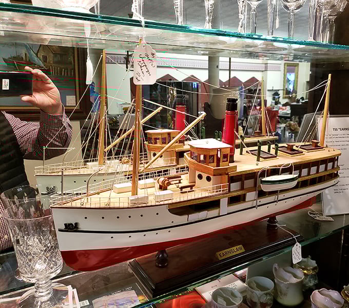 This meticulously crafted model ship isn't just a miniature&mdash;it's someone's passion project sailing through time, waiting for its next captain.