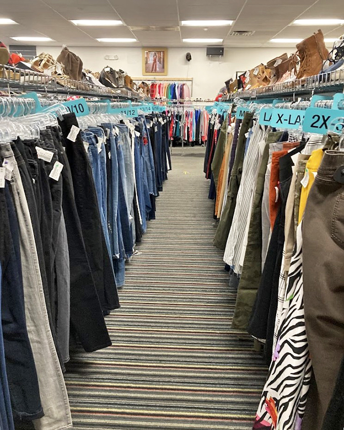 Denim heaven exists, and it's organized by size! The blue jean boulevard offers everything from skinny to boot-cut without the designer price tags.