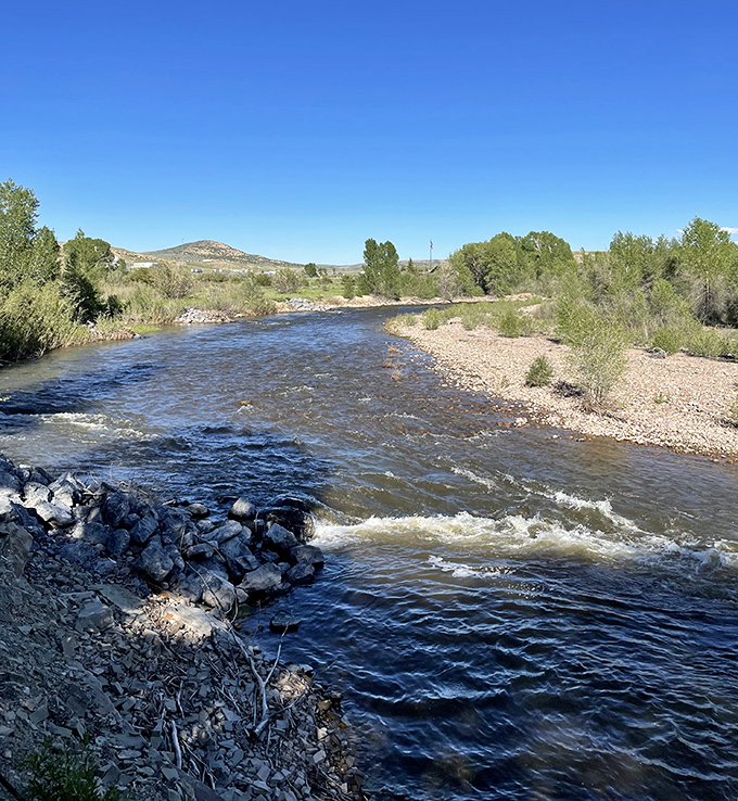 The Bear River flows with purpose, carving its path through Wyoming's landscape like nature's own highway system.