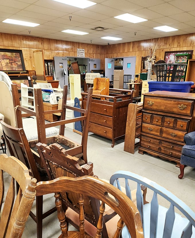Wooden treasures await new homes&mdash;these aren't just dressers and chairs, they're stories waiting for new chapters.