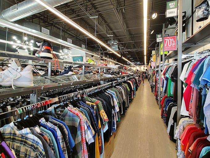 A rainbow of possibilities hangs in perfect formation, like soldiers ready to battle your fashion emergencies without declaring war on your wallet.