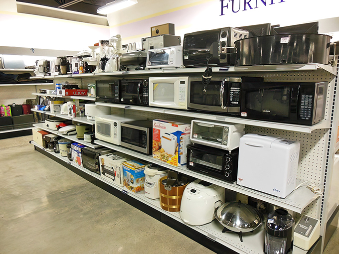The small appliance graveyard, where bread machines and coffee makers get their second chance at kitchen stardom.