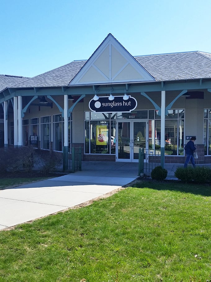 Sunglass Hut's charming storefront invites shoppers to protect their eyes in style. Remember when sunglasses were just for sunny days, not fashion statements?