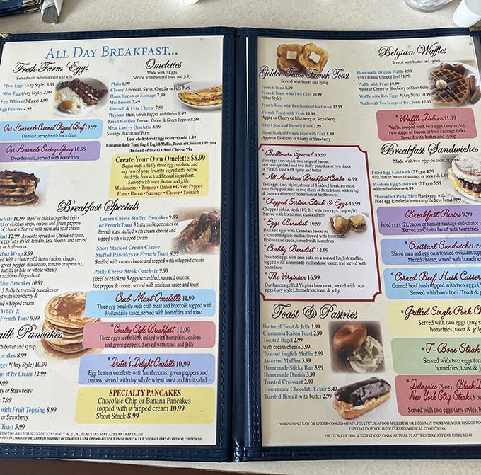 The menu—a novel of comfort food possibilities. Deciding between Belgian waffles and omelets here is like choosing between Beatles albums—there are no wrong answers.
