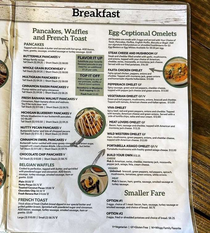 This menu isn't just a list—it's a roadmap to happiness. The "Egg-Ceptional" pun alone deserves your patronage.