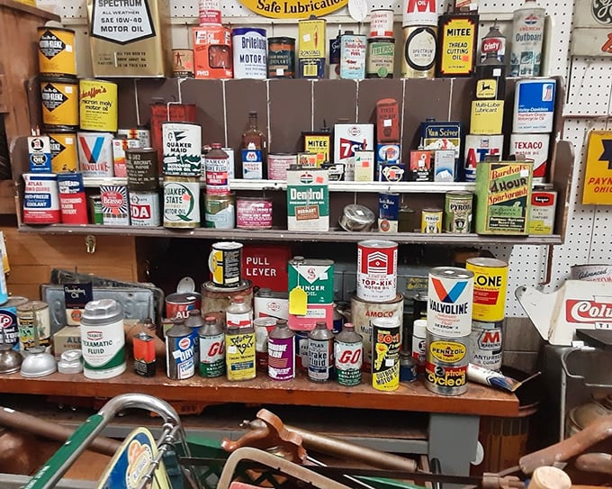 A rainbow of vintage advertising that puts modern packaging to shame. These aren't just cans&mdash;they're time capsules of American graphic design.