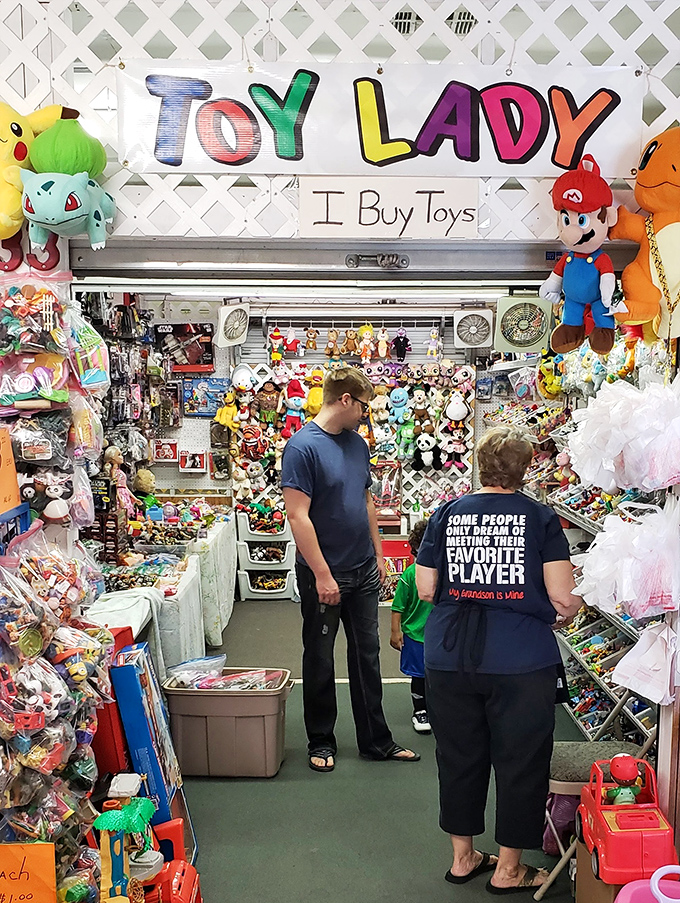 The "Toy Lady" booth isn't just a store&mdash;it's a time machine where Mario meets Pok&eacute;mon and childhood memories come rushing back faster than you can say "nostalgia."