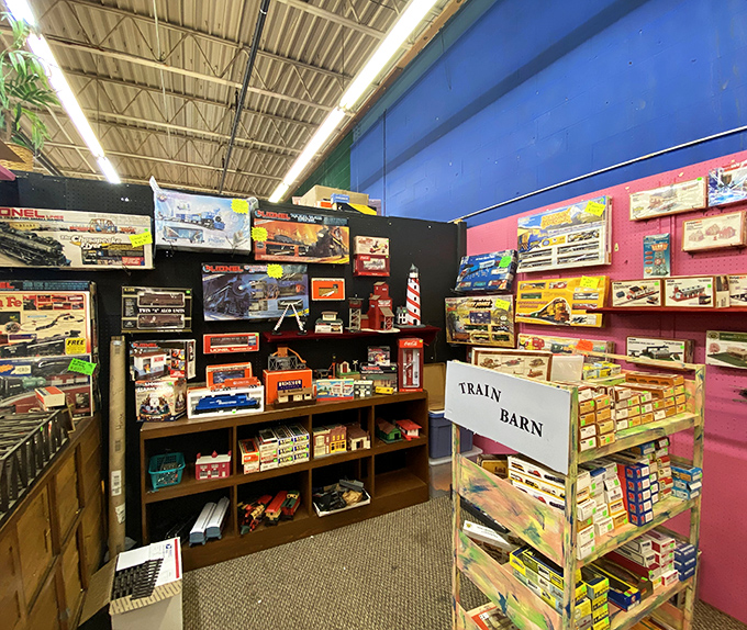 The Train Barn isn't just selling toys; it's peddling nostalgia by the boxcar, with miniature worlds waiting to be built.