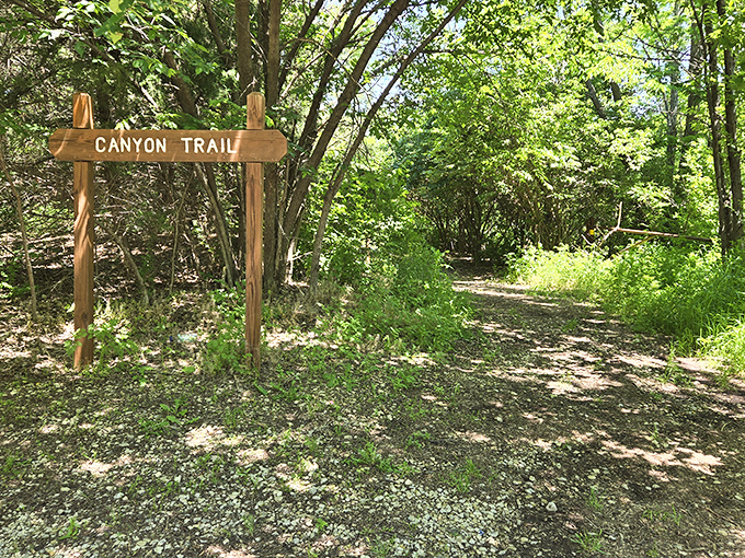 Canyon Trail beckons with dappled sunlight and the promise of adventure &ndash; no mountain climbing gear required for this Kansas hidden gem.