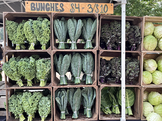 Kale yeah! This vegetable architecture showcases nature's bounty in wooden crates&mdash;proof that eating your greens can be both virtuous and visually stunning.