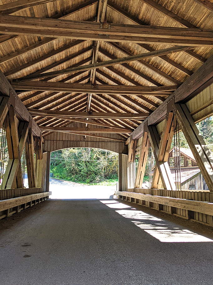 Look up! The intricate wooden truss system isn't just supporting the roof&mdash;it's telling a century-old story of craftsmanship.