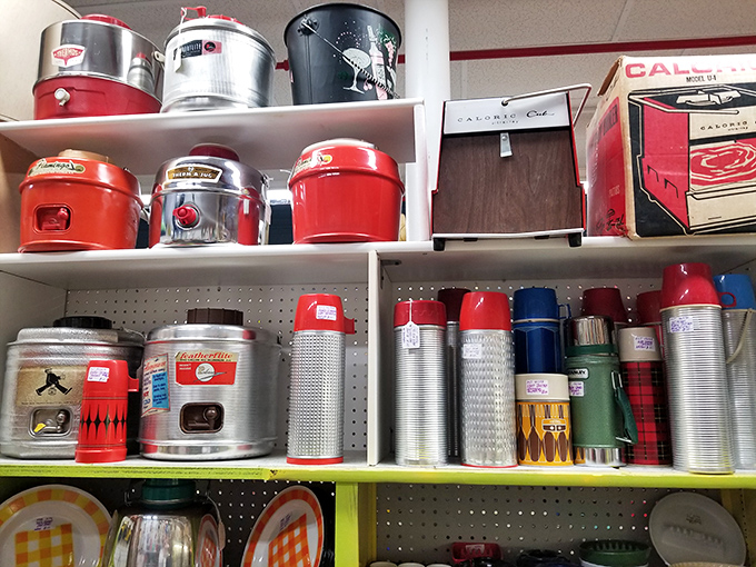 These vintage thermoses aren't just containers—they're time capsules of family picnics and workday lunches from an era when things were built to last.