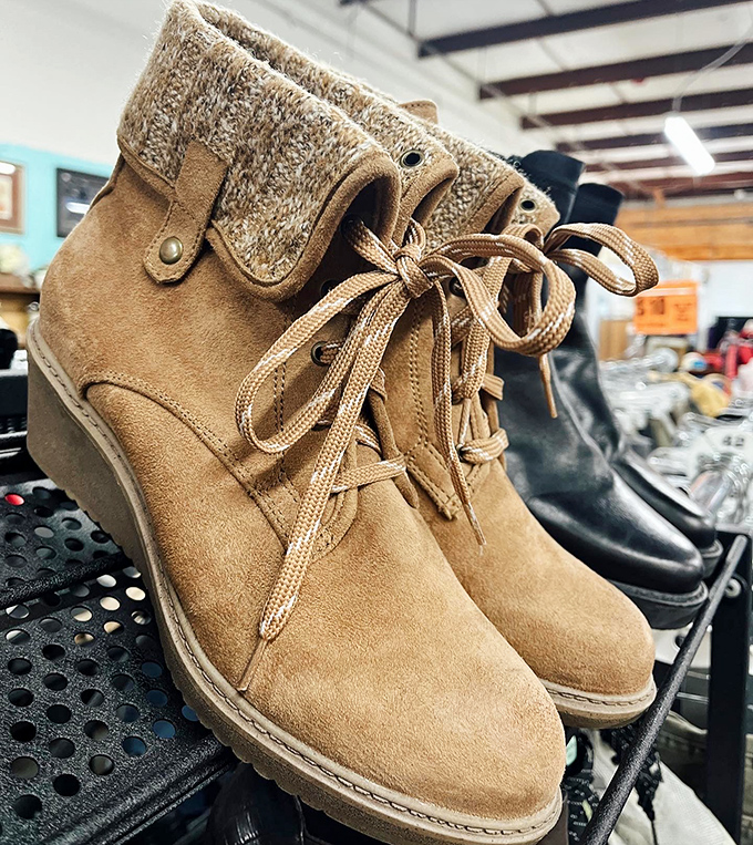 These boots weren't made for sitting on shelves. The perfect blend of cozy and stylish, waiting for their next adventure in the Ozarks.