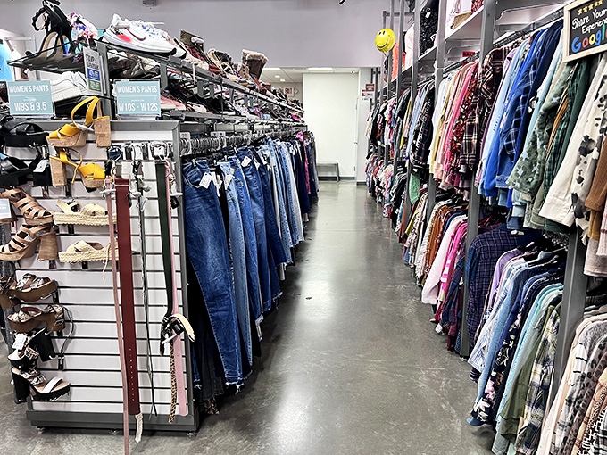 Rack after rack of carefully curated clothing&mdash;like a library where instead of borrowing books, you can permanently adopt that perfect pair of jeans.