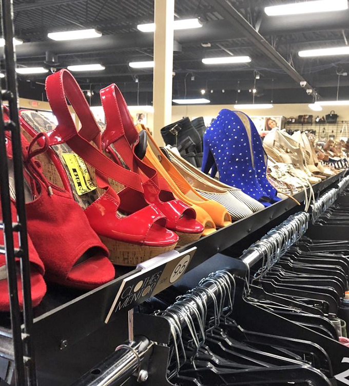 Red-hot heels that could stop traffic, all waiting patiently for someone brave enough to rock them at reasonable prices.
