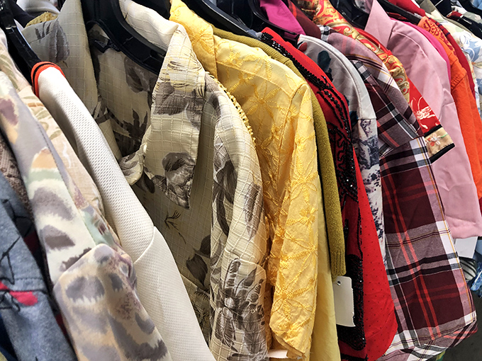 A rainbow of textures and patterns awaits the patient hunter. Each hanger holds a story&mdash;and possibly that designer jacket someone regretted parting with.