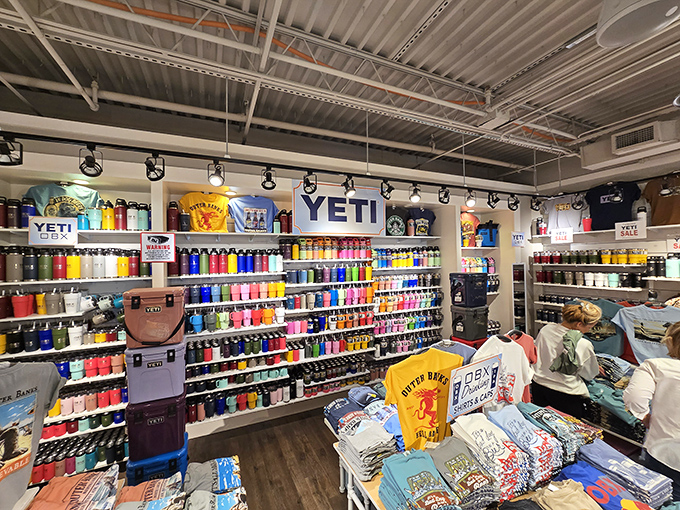 That YETI wall represents every color of the rainbow, because hydration shouldn't be boring or expensive at full retail.