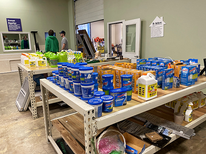 The cleaning supply section: where your household maintenance dreams come true without the nightmare price tags of big box stores.