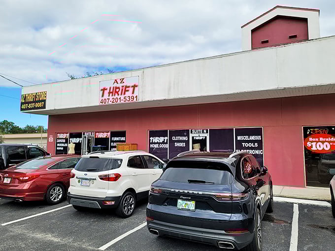 AZ Thrift's eye-catching pink exterior stands out like a flamingo in a parking lot. This is where budget shopping gets a splash of personality!
