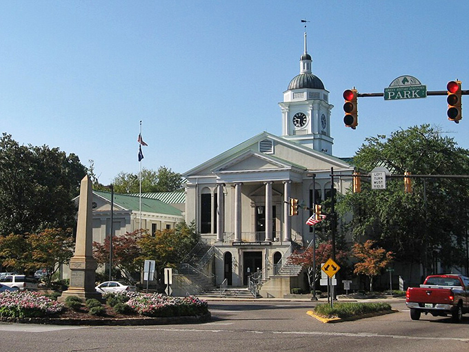 Aiken's classic courthouse anchors a downtown straight from a Southern postcard. History and charm on full display.
