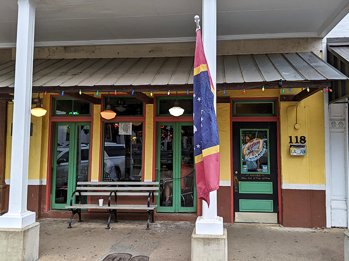 Colorful facade, colorful flavors! Ajax Diner's bright yellow exterior hints at the vibrant Southern cuisine waiting inside.