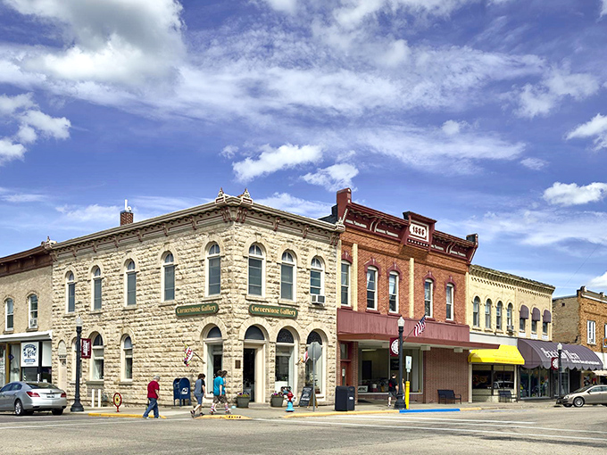 Baraboo's picturesque downtown features classic Midwestern architecture with splashes of color that brighten even the cloudiest Wisconsin day.