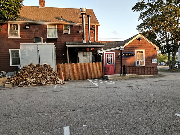 Becky's BBQ doesn't need fancy frills &ndash; that woodpile and smokestack tell the real delicious story.