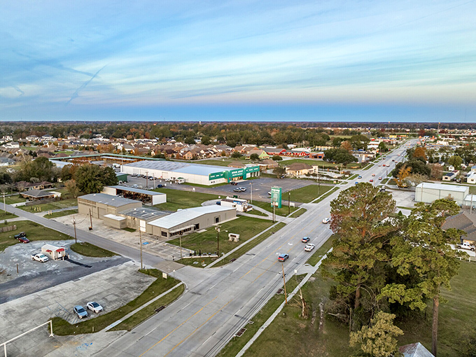 Breaux Bridge's downtown buildings have more personality than most reality TV stars. That turret is architectural flair at its finest!