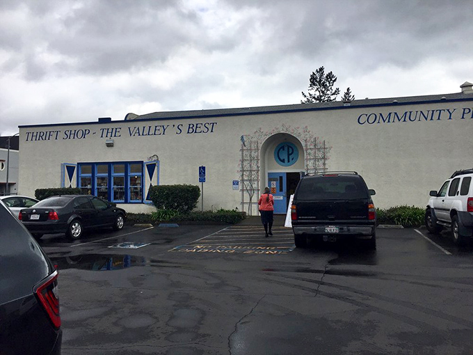 "The Valley's Best" isn't just a slogan &ndash; CP Thrift Shop's charming blue entrance is the gateway to Napa's hidden treasures.
