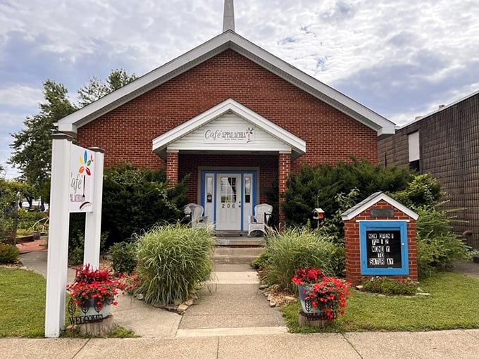 This converted church serves up morning miracles where stained glass once filtered light and now coffee aromas fill the air.