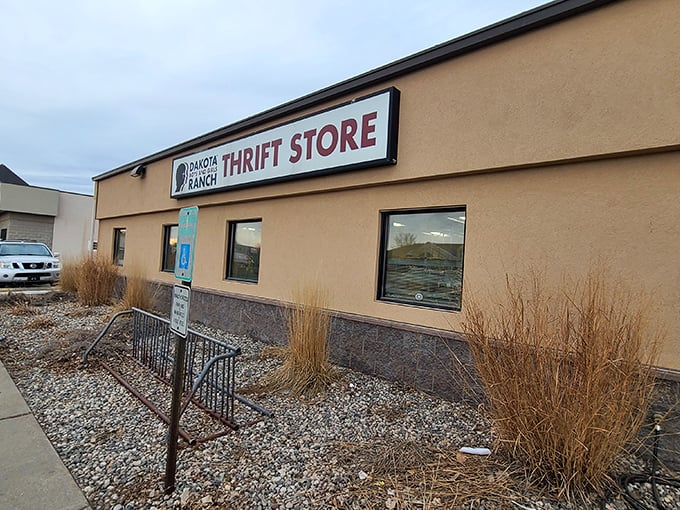 Same building, different angle&mdash;proof that thrift store magic doesn't need fancy packaging, just fantastic finds inside.