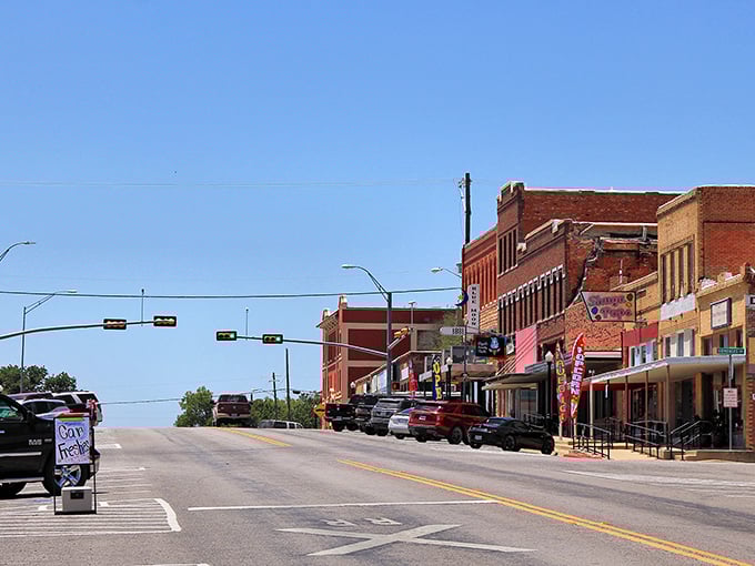 De Leon's main street captures that quintessential small-town Texas vibe, where parking is plentiful and stress is scarce.