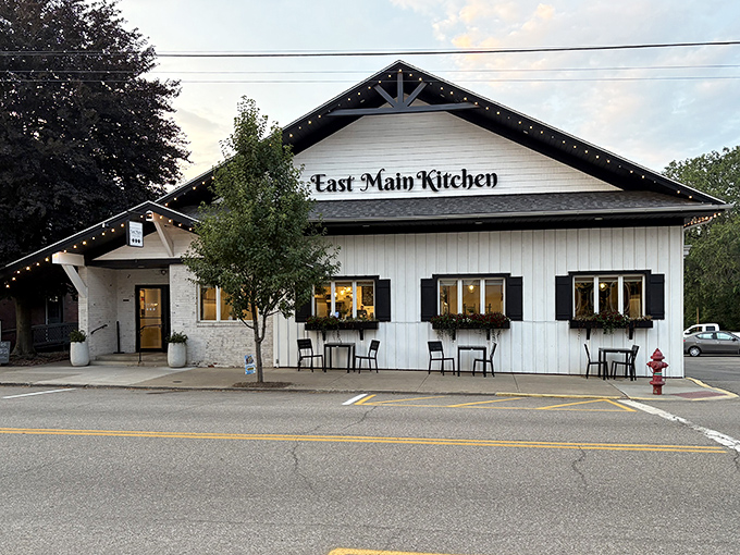 East Main Kitchen's crisp white siding and black shutters create that "come on in and stay awhile" vibe every small town needs.