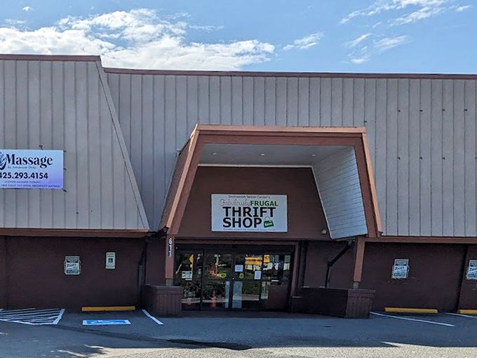 Fabulously Frugal's modest storefront conceals a wonderland of bargains. Like finding an entire department store tucked inside what looks like a cozy cabin.
