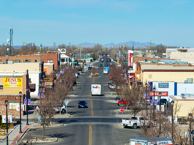 Fallon's downtown stretches toward distant mountains, a reminder that in Nevada, nature is always your closest neighbor.