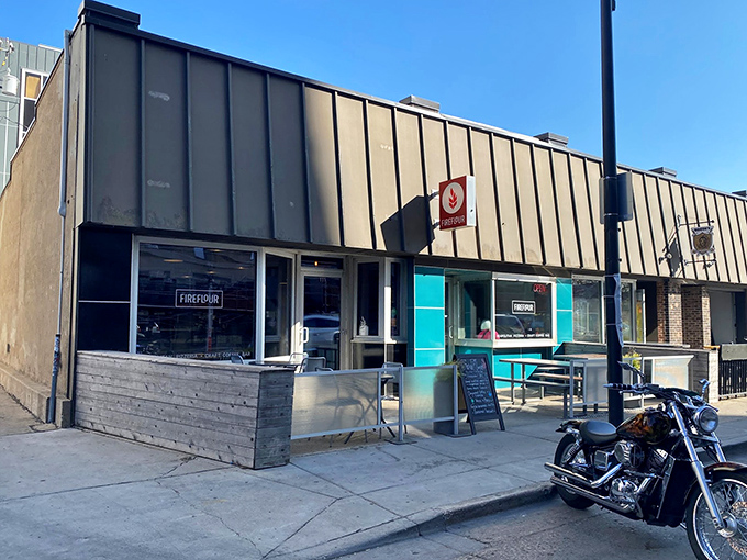 Fireflour's industrial chic exterior hints at the artisan magic happening in those wood-fired ovens within.