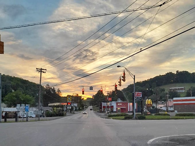 The sunset paints Grafton's sky in gold and pink, nature's way of saying even small towns deserve spectacular endings.