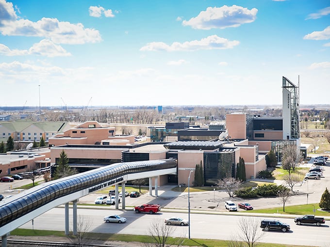 Grand Forks spreads out like a welcoming embrace across the Red River Valley.