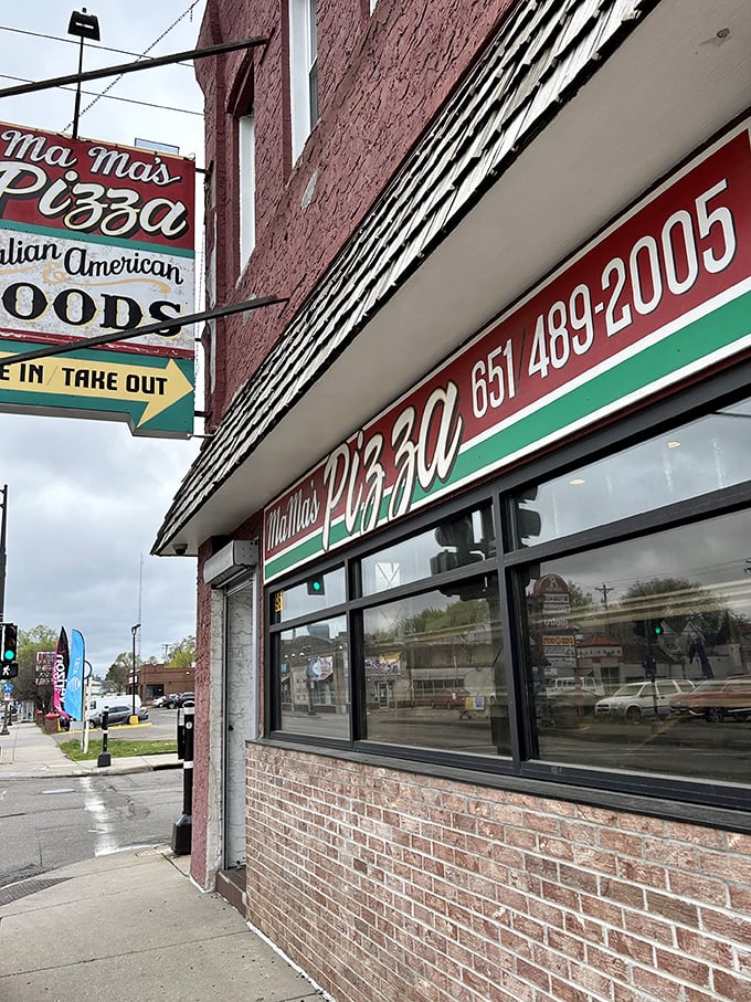 Maverick's storefront might look unassuming, but that red door leads to some of St. Paul's most satisfying slices.