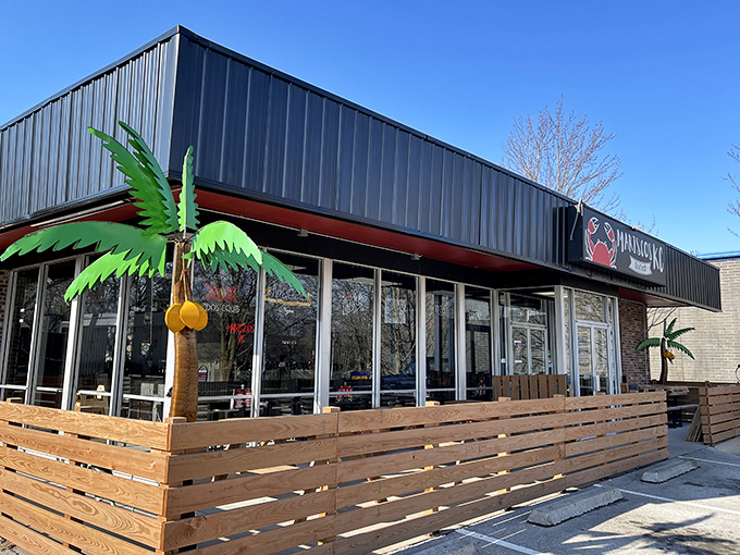 Mariscos KC brings coastal cool to Olathe with its sleek black exterior and palm tree decor. Beach vibes in the heartland? Yes, please!