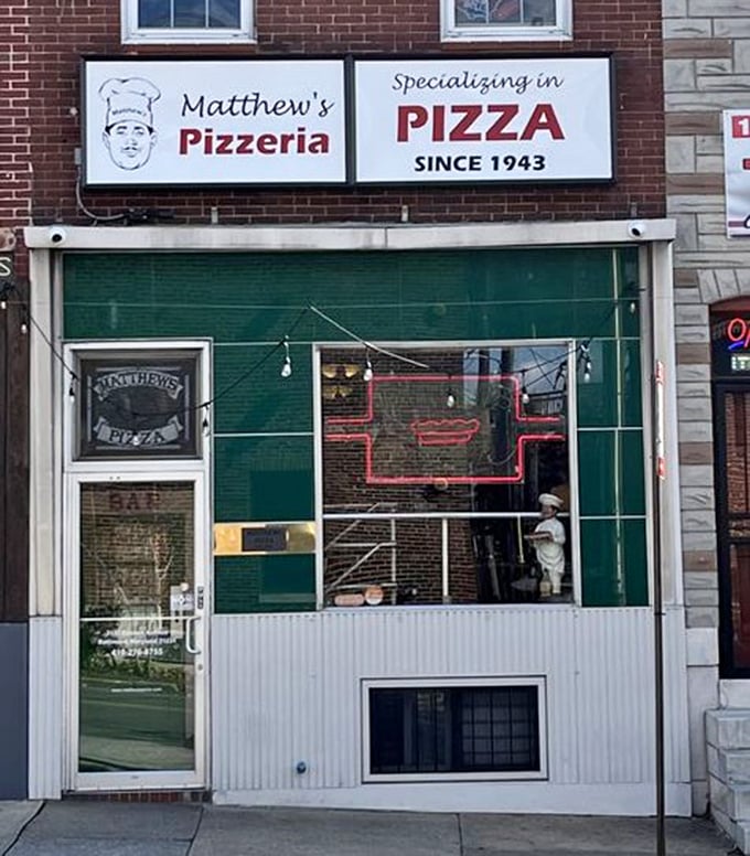 Since 1943, this green storefront has been Baltimore's pizza time machine &ndash; vintage charm with timeless flavors. 