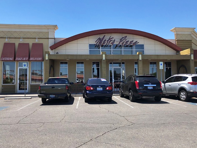 Metro Pizza's curved roofline houses decades of pizza perfection that Vegas residents swear by.