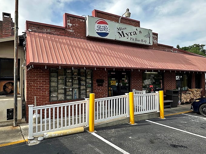 Miss Myra's storefront doesn't need fancy frills&mdash;that smokestack does all the talking, and it's saying "get in here now!"