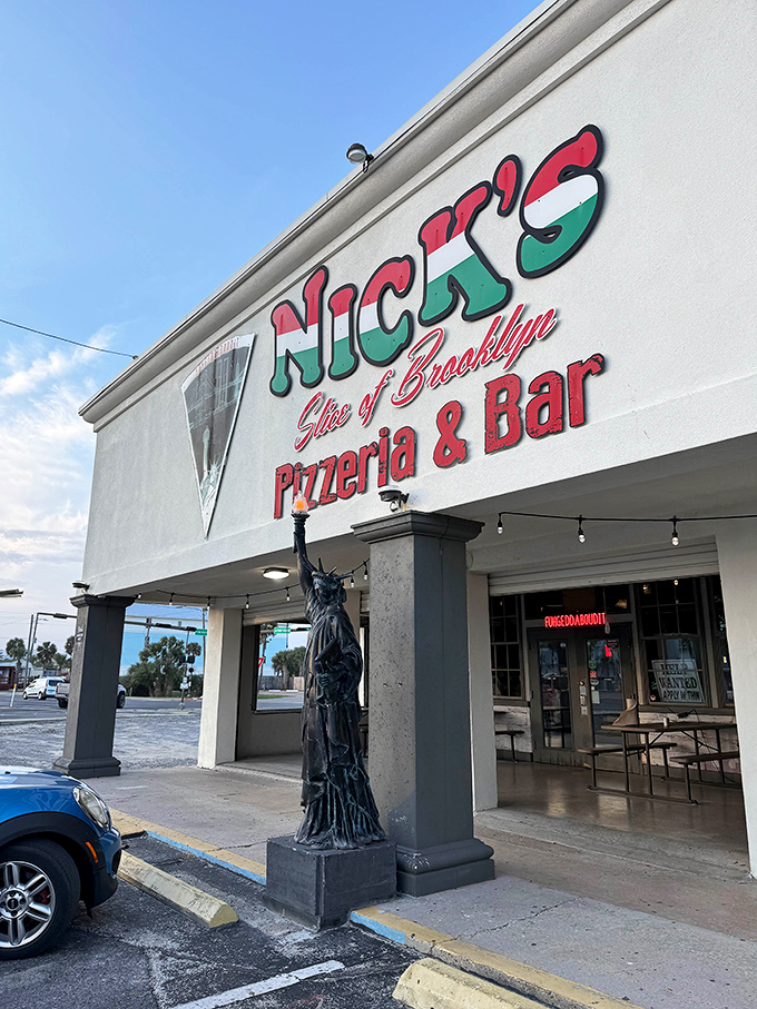 Nick's brings Brooklyn to the beach with its Statue of Liberty guardian. Lady Liberty herself would approve of these slices!