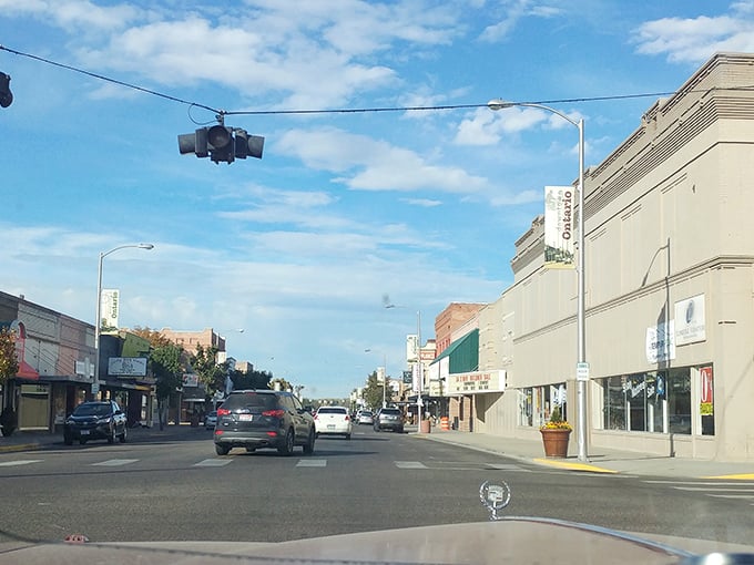 Ontario's downtown crossroads feel like the perfect pause between Oregon's green valleys and Idaho's rolling plains.