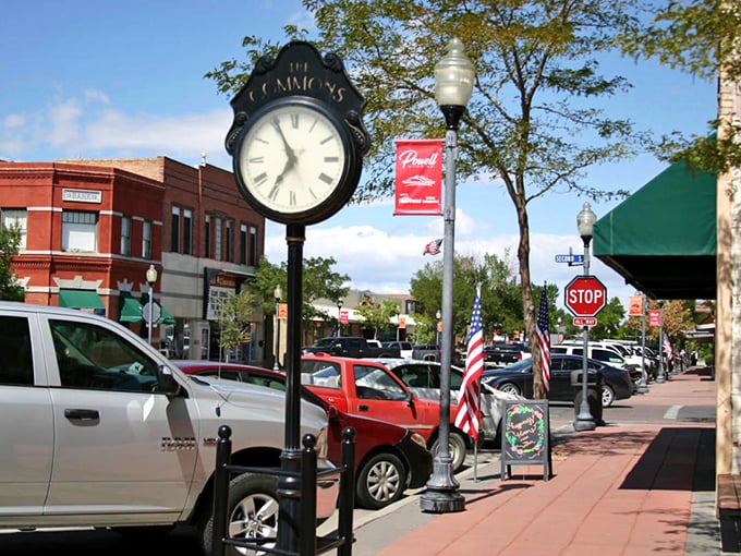 Powell's tree-lined avenues create natural tunnels of shade, perfect for afternoon strolls between friendly hellos.