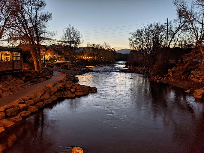 Salida's riverside setting creates a peaceful backdrop for evening strolls. Nature's free entertainment flows right through town!
