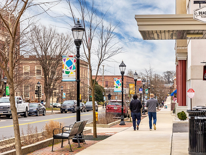 Salisbury's downtown skyline gleams under that perfect Maryland blue sky. Red rooftops add just the right splash of color!