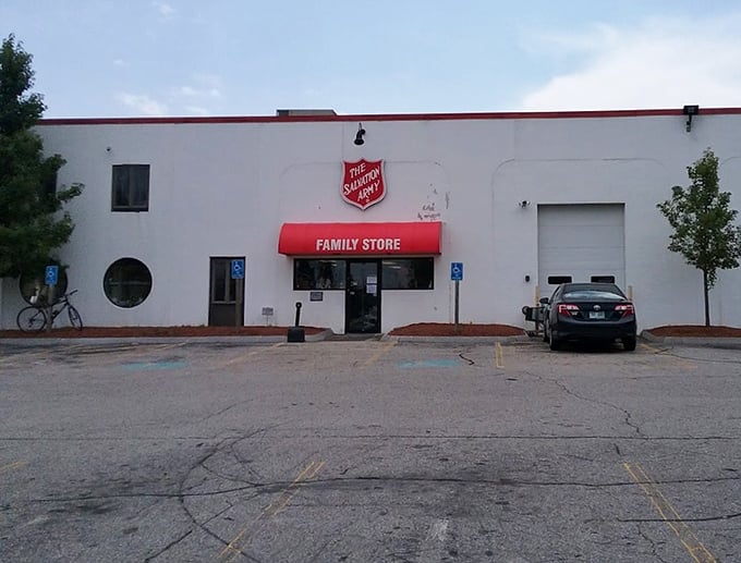 The Salvation Army's iconic red awning signals salvation for both your wallet and your home decor needs.